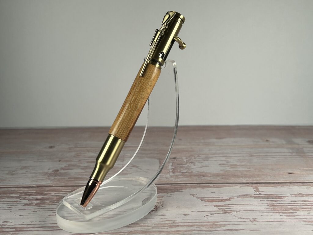 30 Caliber Tigre Caspi Antique Brass Bolt Action Pen